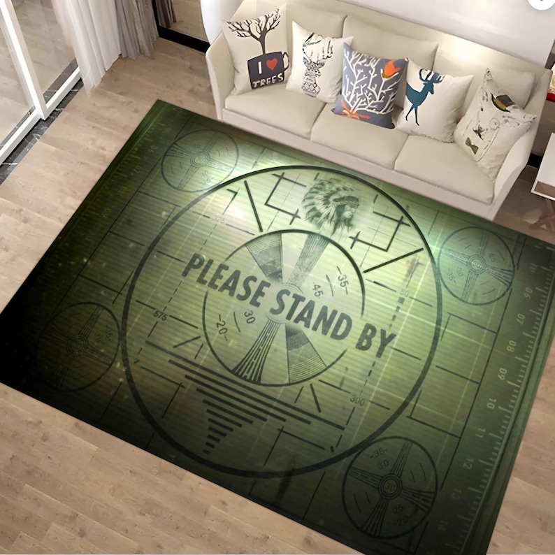 Fallout Gamer Rug: Retro Please Stand by Carpet, Vintage Screen Design ...
