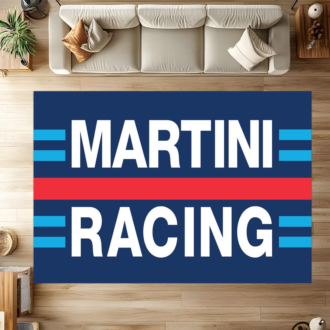 Martini Racing Car Rug: Non-slip Playroom Decor, Retro Garage Style ...