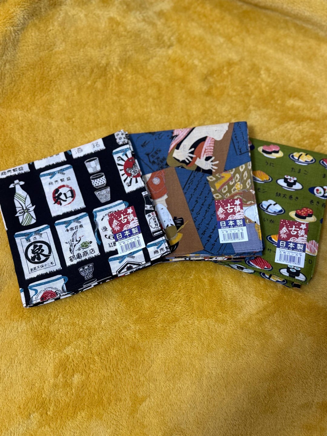 Samurai, Sushi & Sake Pattern Handkerchief – Japanese Cotton Gift - Etsy