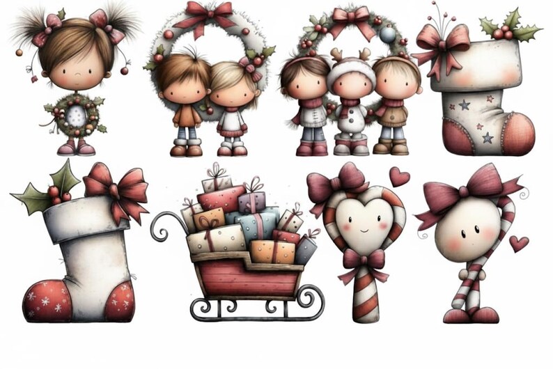 Whimsical Christmas Clipart Bundle 2 | 100 PNG (digital Download) - Etsy