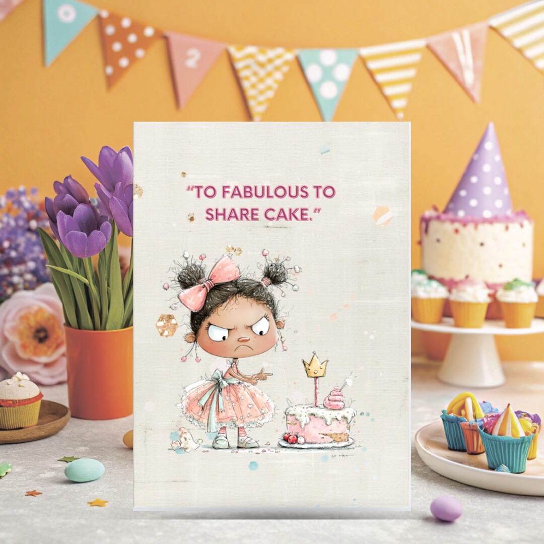 Funny Girl Birthday Card, Grumpy Princess Card, Diva Humor, Funny ...