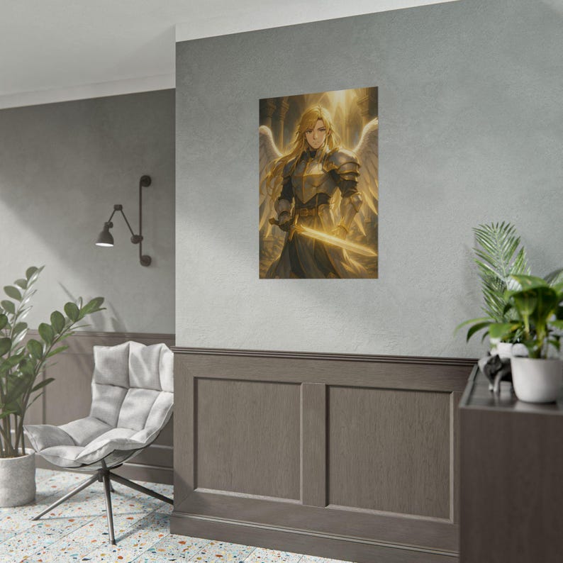 Anime Paladin Poster, Angel Warrior Wall Art Print, Fantasy Anime Decor ...