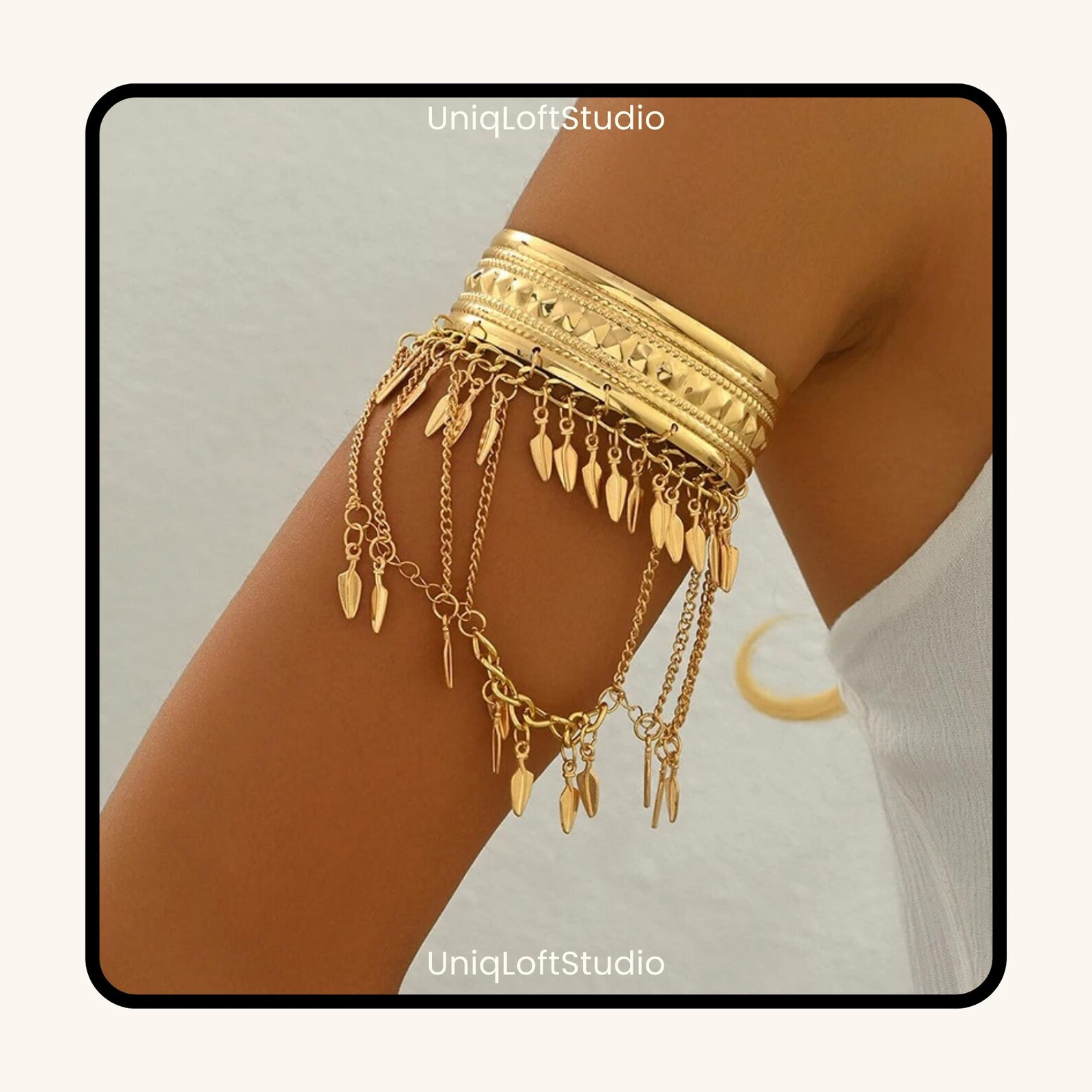 Boho Layered Arm Cuff, Gold Upper Arm Bangle Bracelet for Women - Etsy