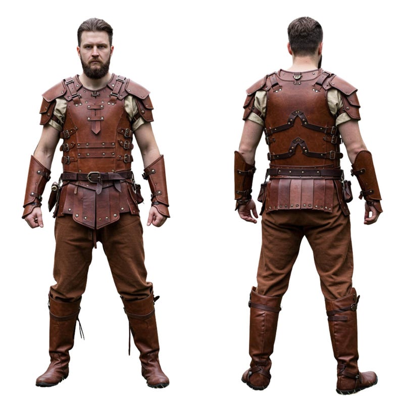 Handcrafted Brown Leather Warrior Armor Set: LARP Cosplay Costume - Etsy