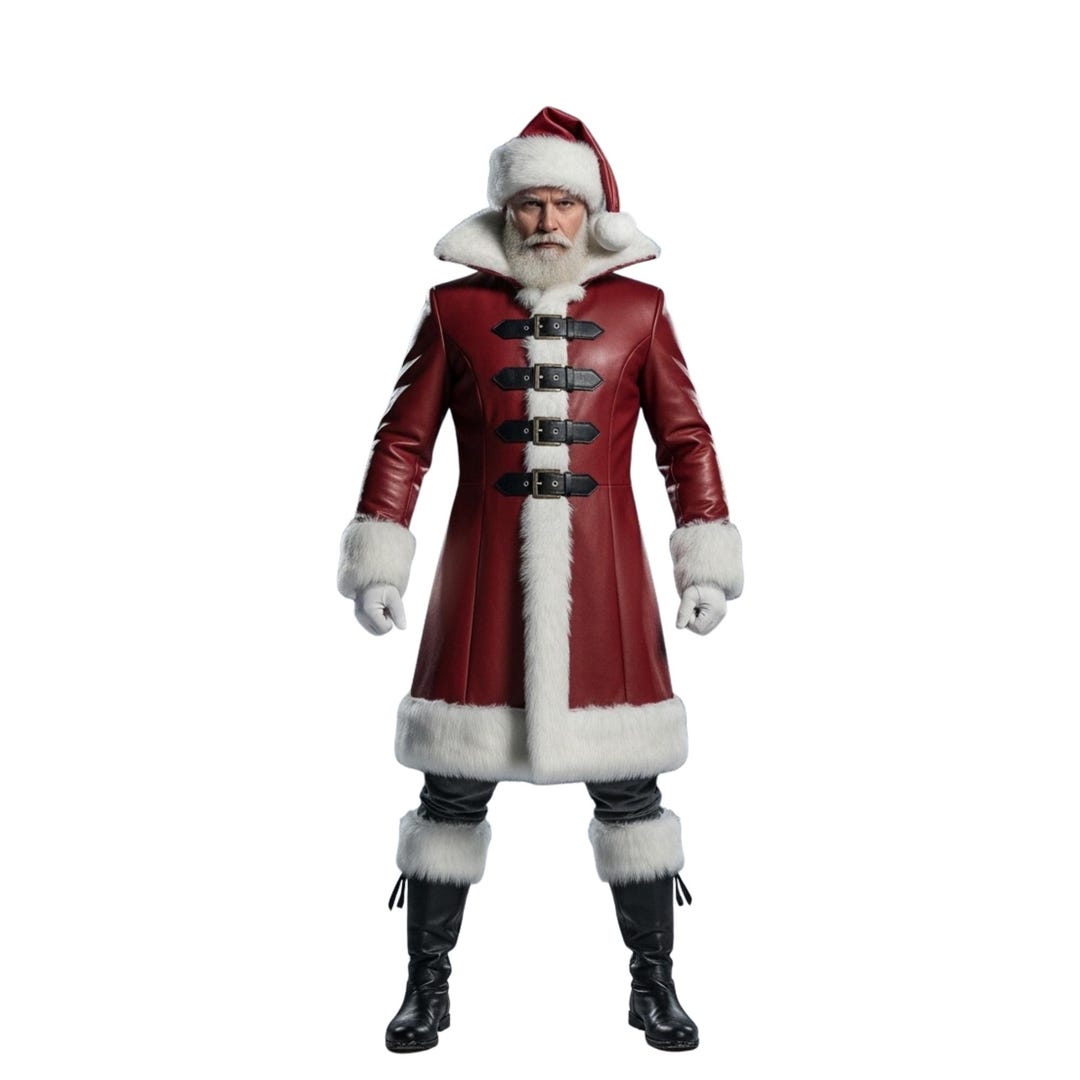 Handmade Vampire Viking Santa Costume - Gothic Leather Coat & Fur Hat ...