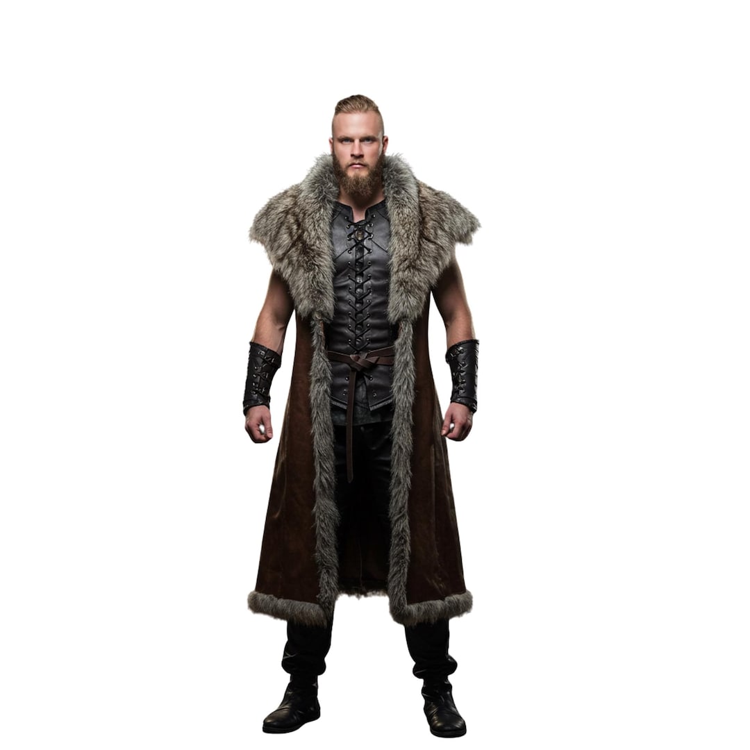 Handcrafted Cowhide Medieval Fur Coat: Viking Warrior Costume - Etsy
