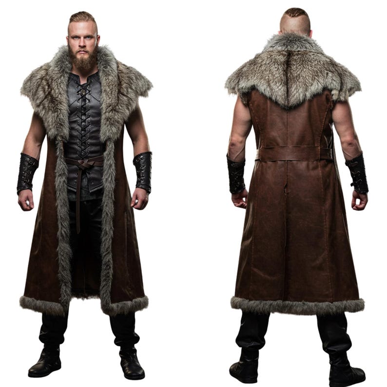 Handcrafted Cowhide Medieval Fur Coat: Viking Warrior Costume - Etsy