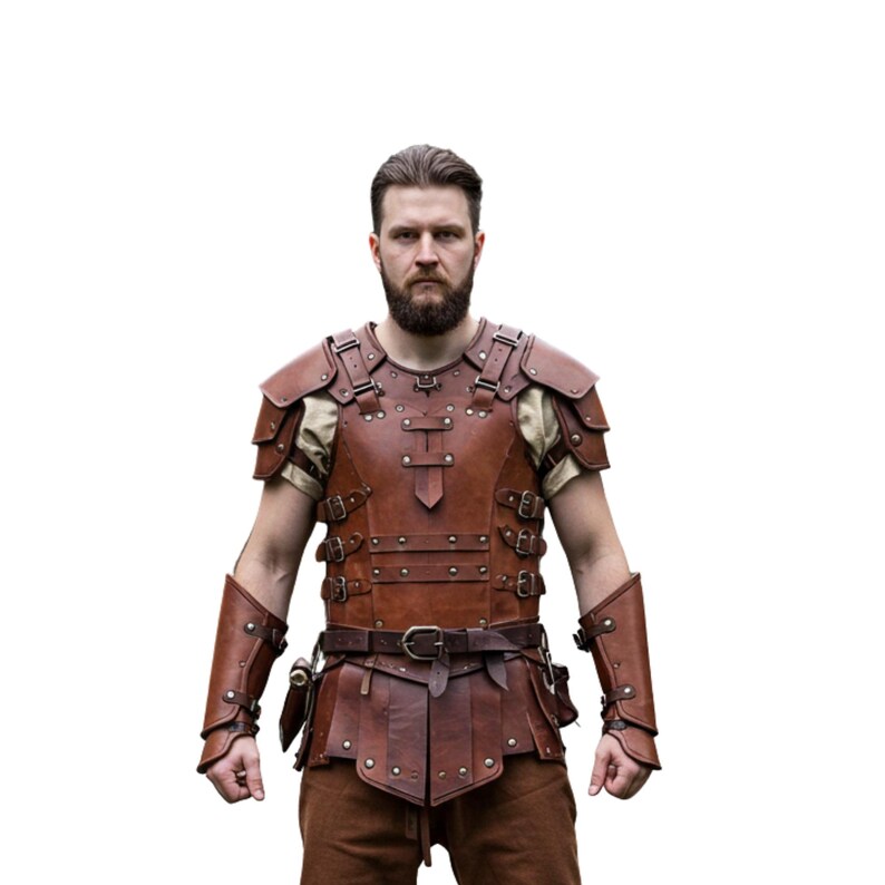 Handcrafted Brown Leather Warrior Armor Set: LARP Cosplay Costume - Etsy