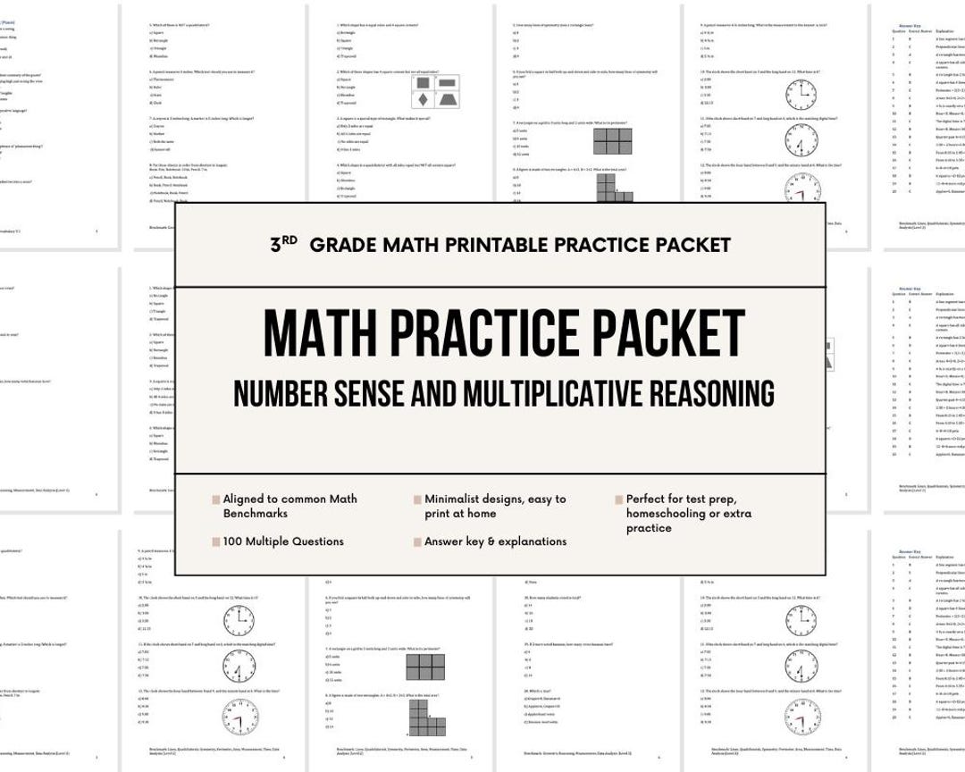 3rd Grade Math Practice: Multiplicative Reasoning 100 Multiple Choice ...