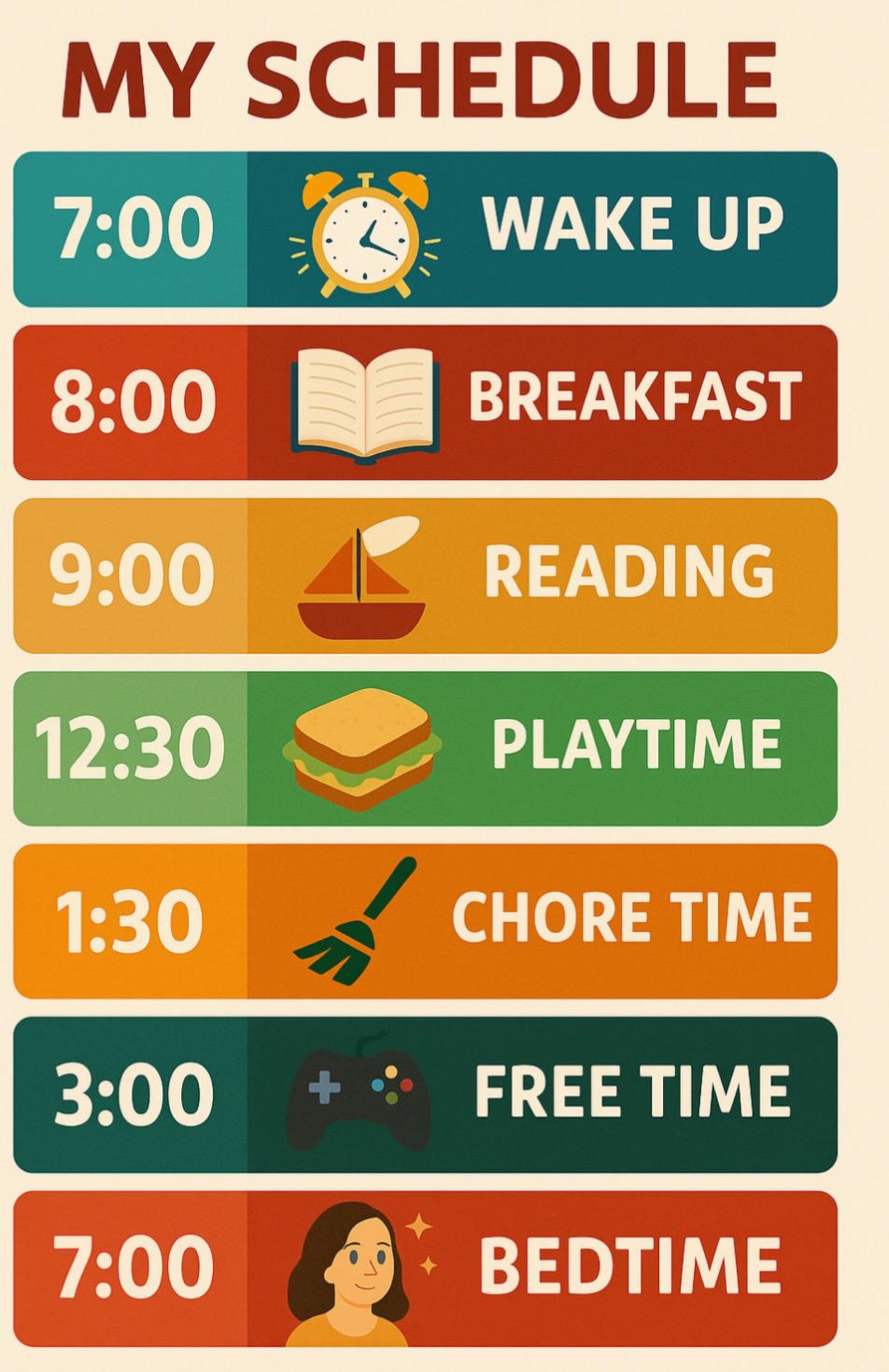 Visual Daily Schedule & Chore Chart for Kids (digital Download) - Etsy