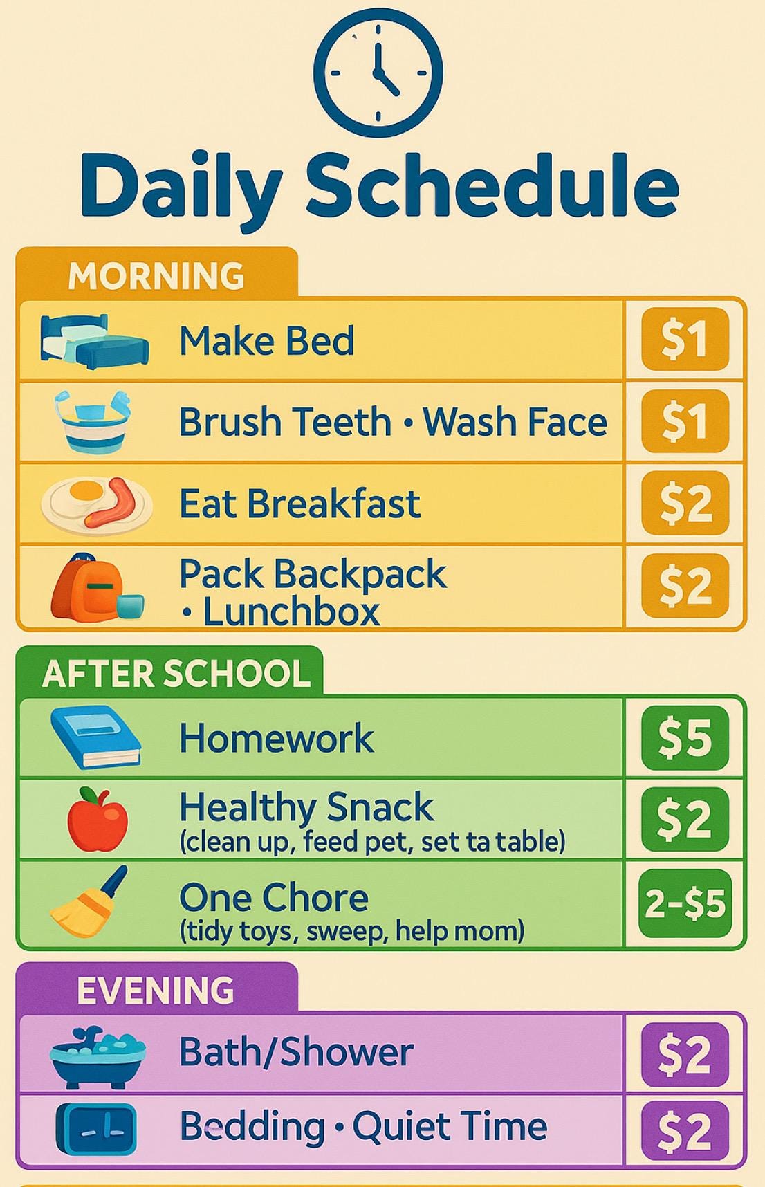Visual Daily Schedule & Chore Chart for Kids (digital Download) - Etsy