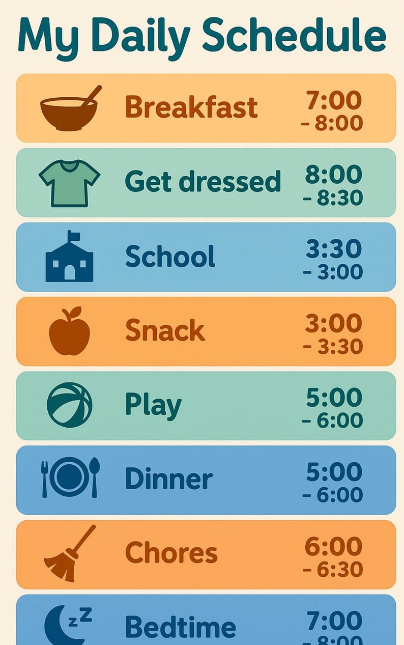 Visual Daily Schedule & Chore Chart for Kids (digital Download) - Etsy