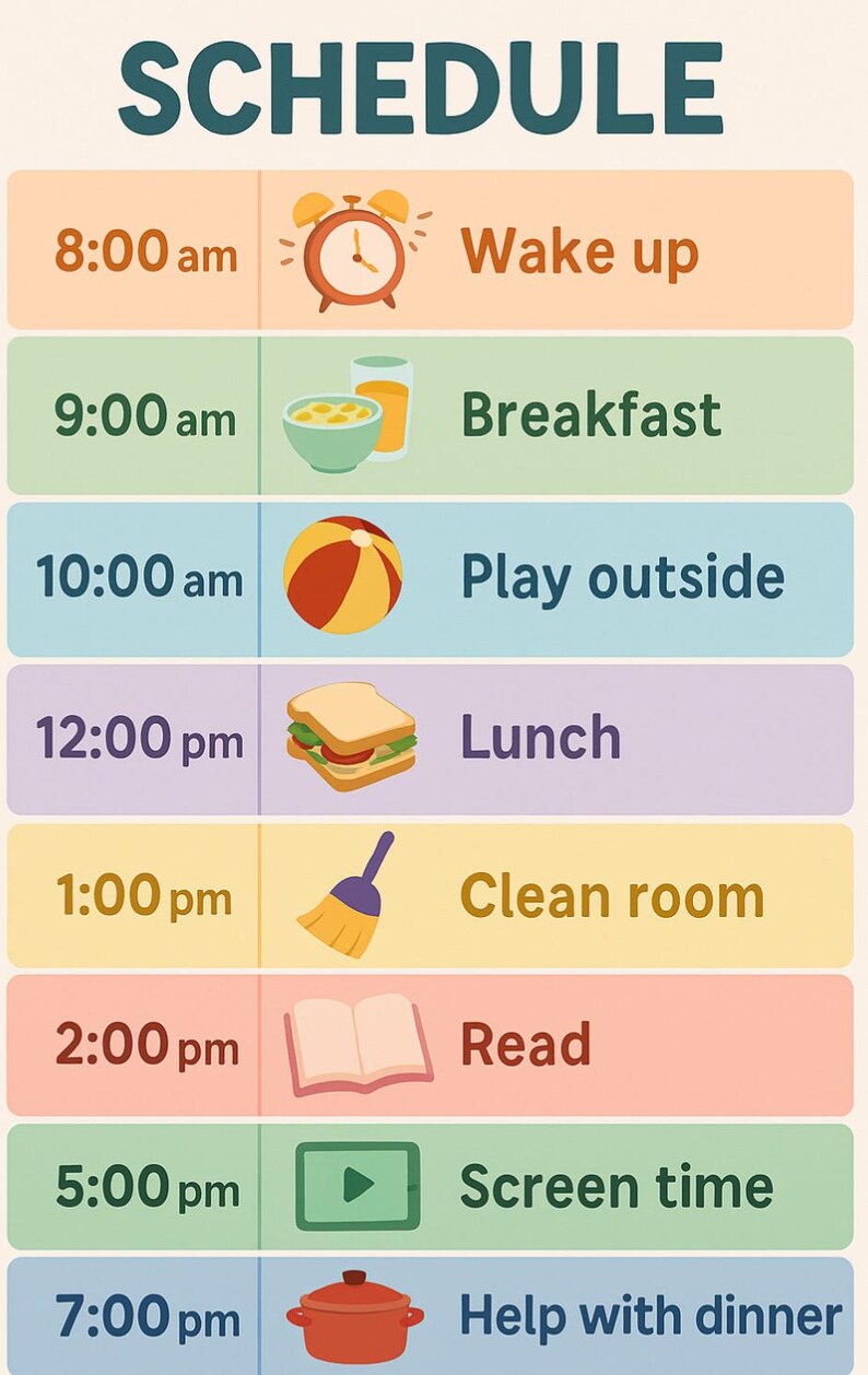 Visual Daily Schedule & Chore Chart for Kids (digital Download) - Etsy