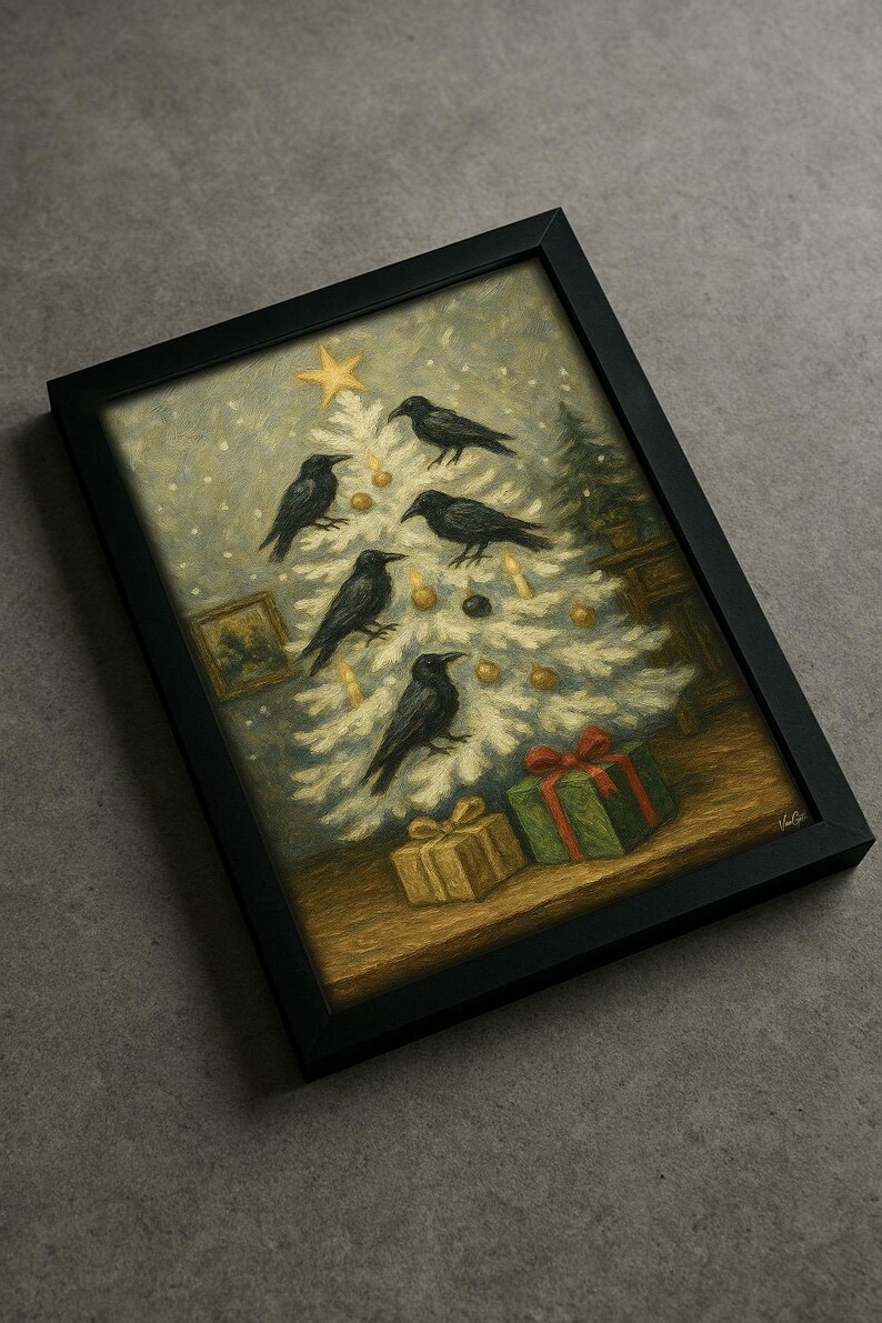 Ravens of Yule Poster - Gothic Christmas Art for Dark Winter Holiday ...