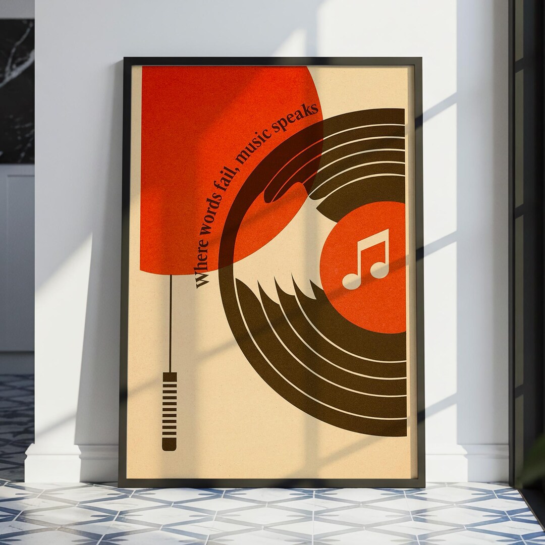 Music Vinyl Poster Art Print | Mid-century Modern Graphic Digital ...