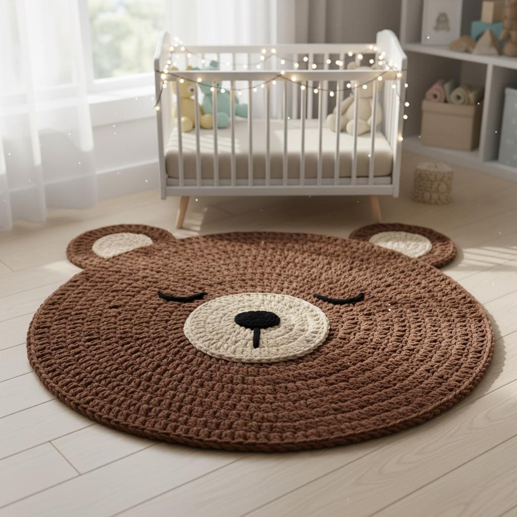 Crochet Bear Rug Pattern PDF – Nursery Crochet Rug, Kids Room Carpet ...