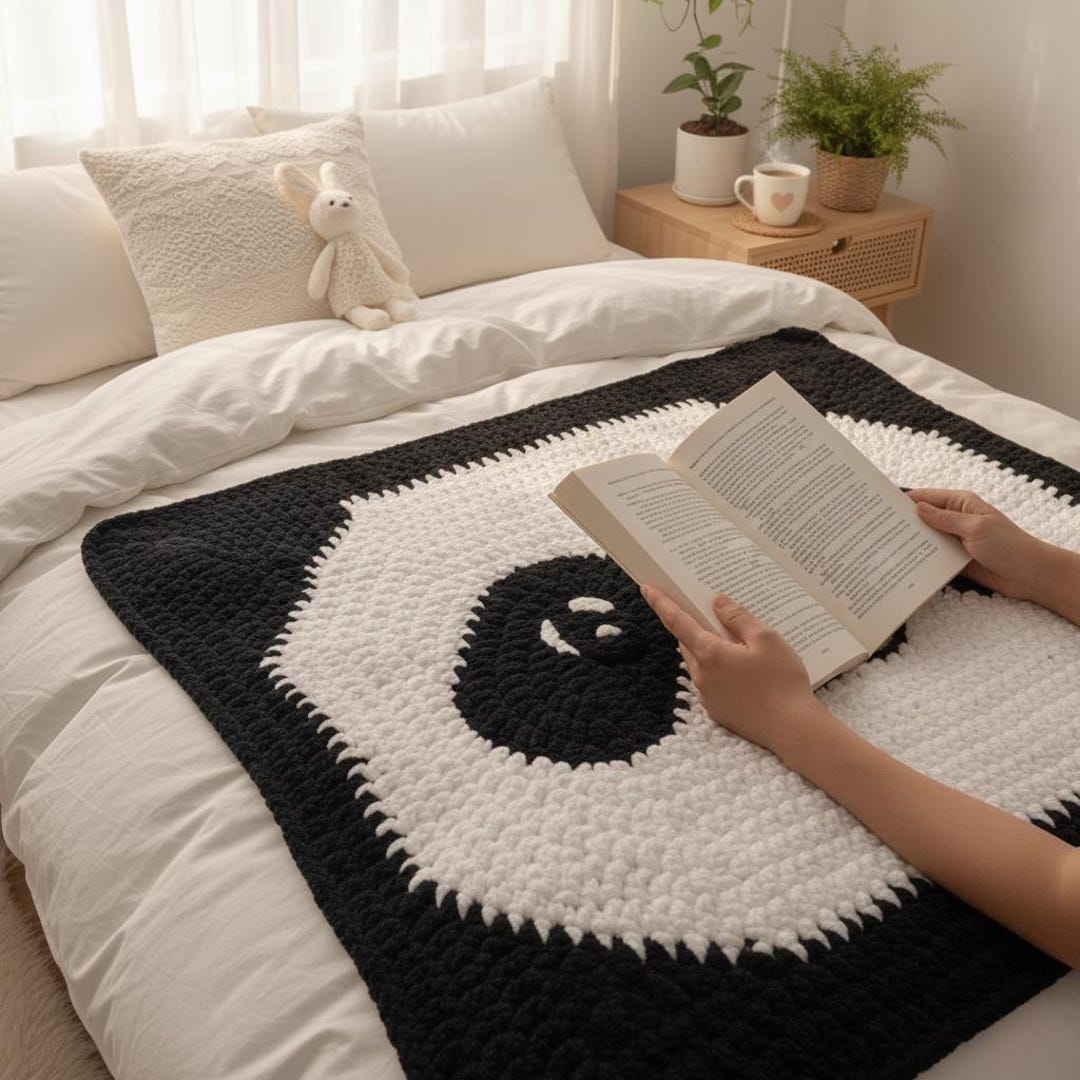 Modèle de couverture au crochet panda PDF | Joli jeté en mosaïque pour ...