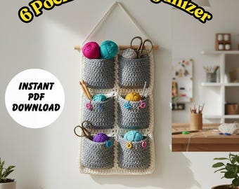 Handmade Crochet Wall Organizer With Pockets - Home Decor & Storage ...