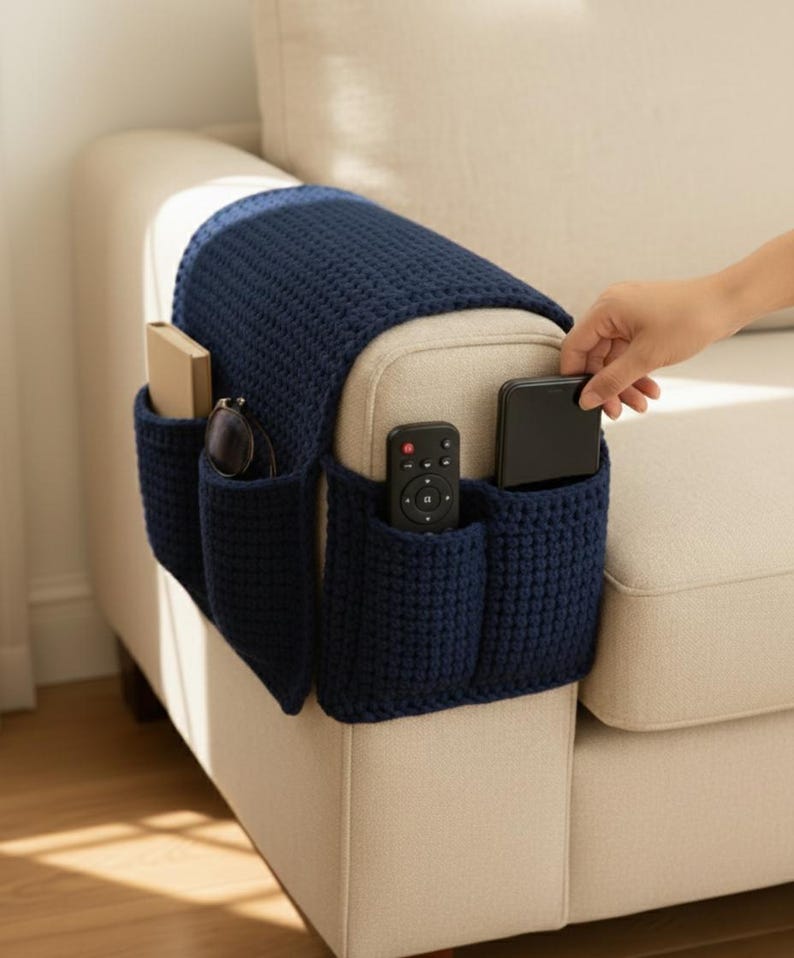 Crochet Sofa Arm Organizer Pattern, PDF Easy Beginner, Couch Organizer ...