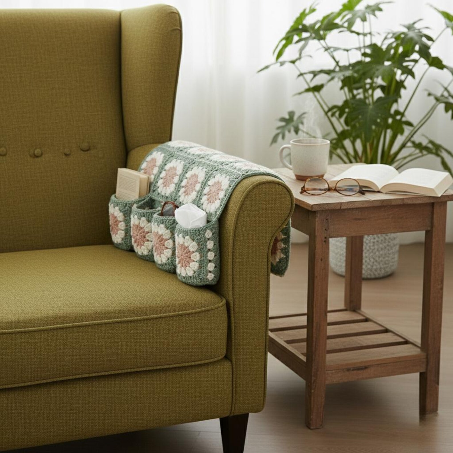 Crochet Sofa Arm Organizer Pattern PDF, Granny Square Couch Organizer ...