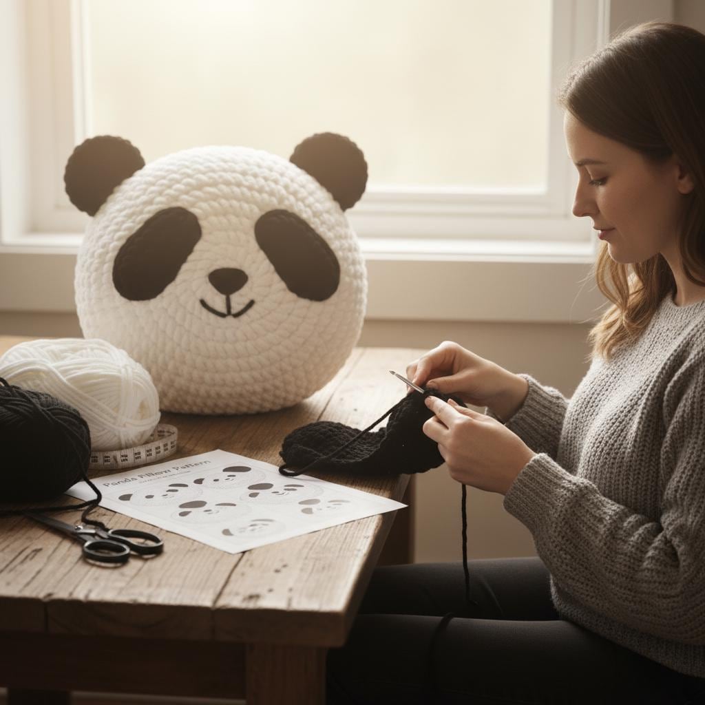 Panda Pillow Crochet Pattern | Easy Amigurumi Cushion (PDF Tutorial) - Etsy