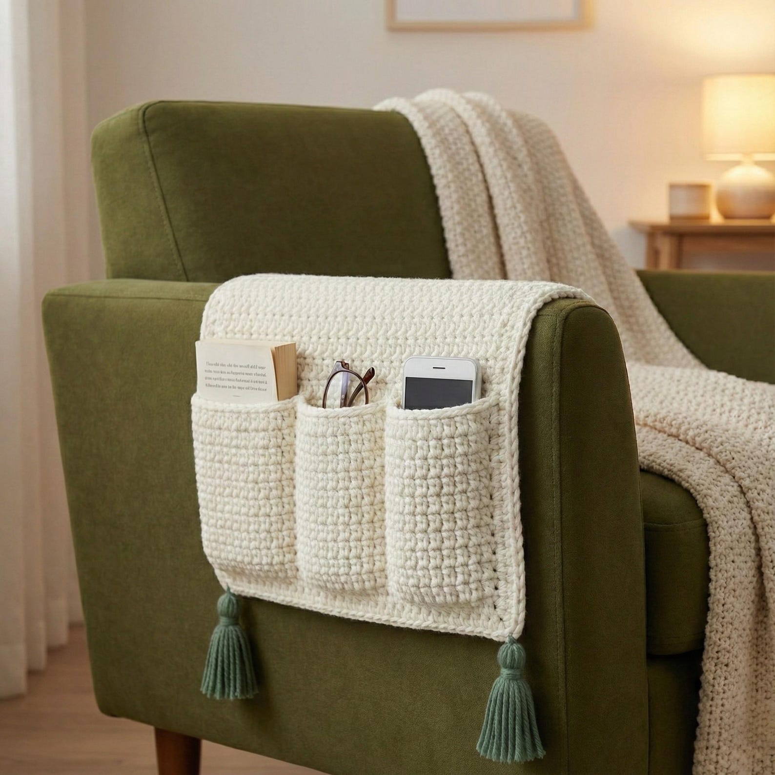 Crochet Sofa Arm Organizer Pattern PDF – Reversible Couch Armrest ...