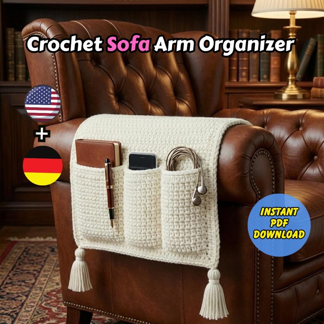 Crochet Sofa Arm Organizer Pattern PDF – Reversible Couch Armrest ...