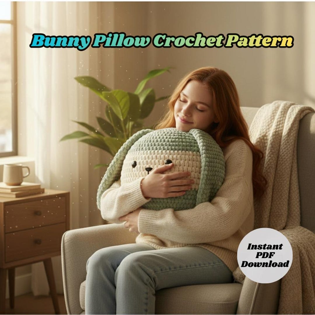 Bunny Pillow Crochet Pattern , Plush Rabbit Cushion PDF , Amigurumi ...
