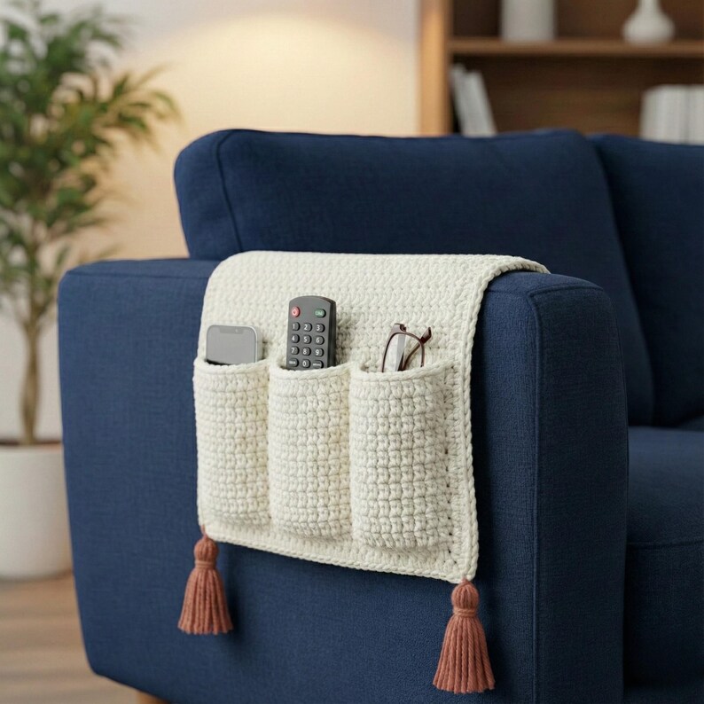 Crochet Sofa Arm Organizer Pattern PDF – Reversible Couch Armrest ...