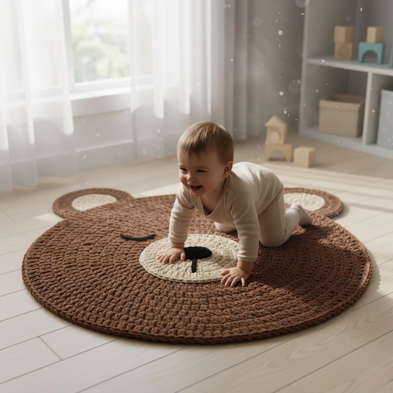 Crochet Bear Rug Pattern PDF – Nursery Crochet Rug, Kids Room Carpet ...