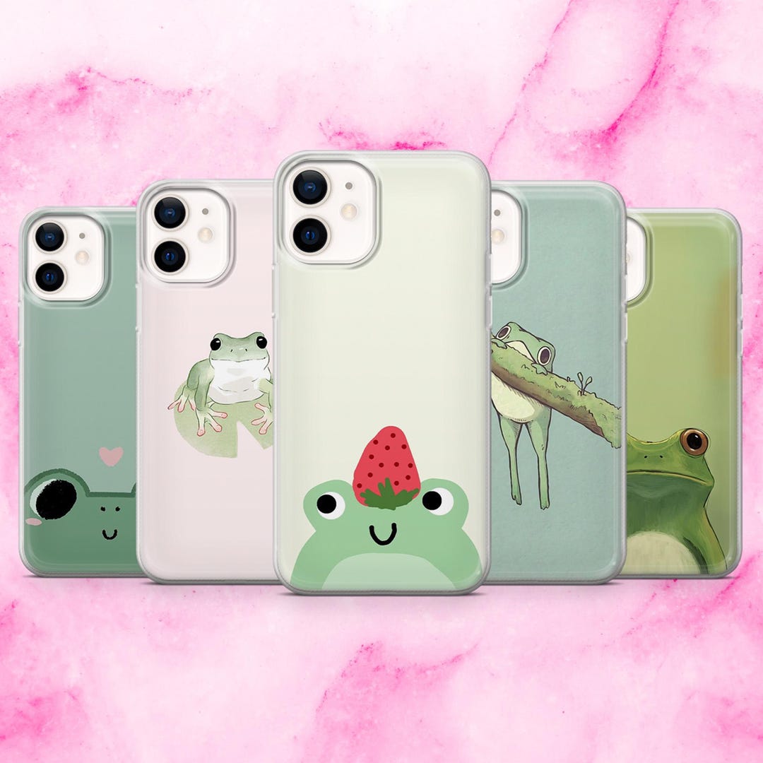 Cute Frog Phone Case Kawaii Frog Meme Cover for iPhone 17, 16E, 15, 14 ...