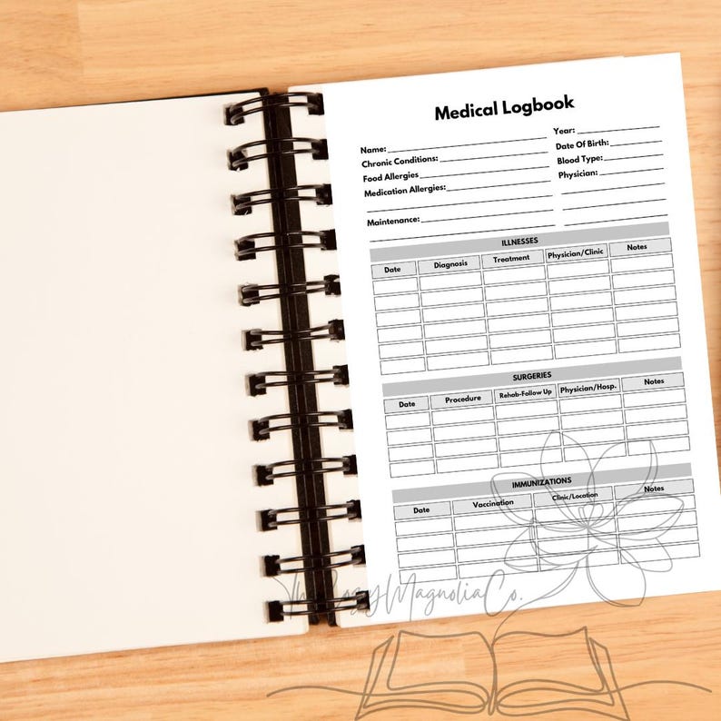Medical Logbook Printable | 6x9 Personal Health Record PDF - Etsy