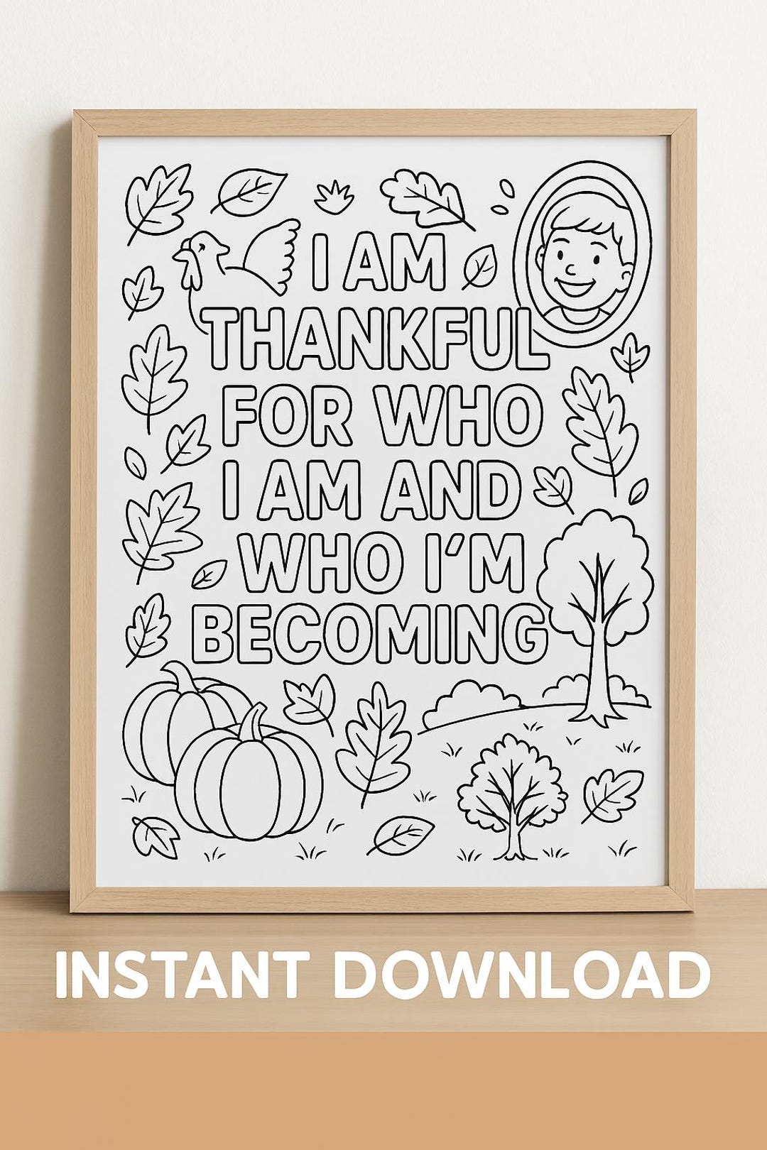 Thanksgiving Affirmation Coloring Page | Mindful Kids Art (digital ...