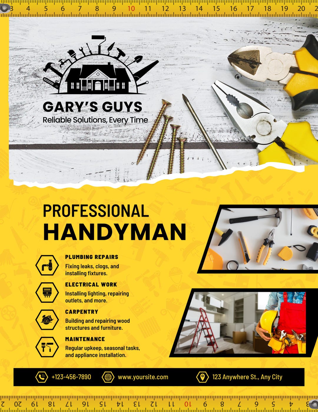 Editable Handyman Flyer Template - Yellow/black Design - Etsy