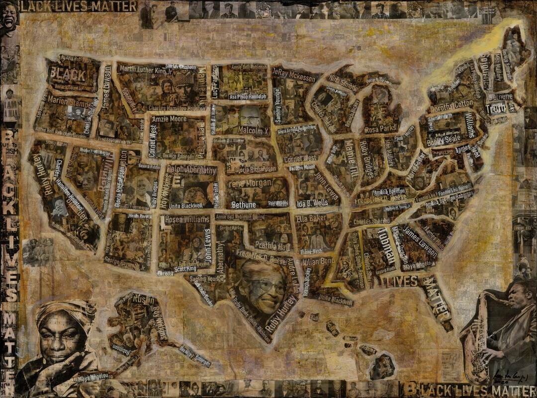 Civil Rights US Map: Black History Art, A/P Archival Paper or Canvas - Etsy
