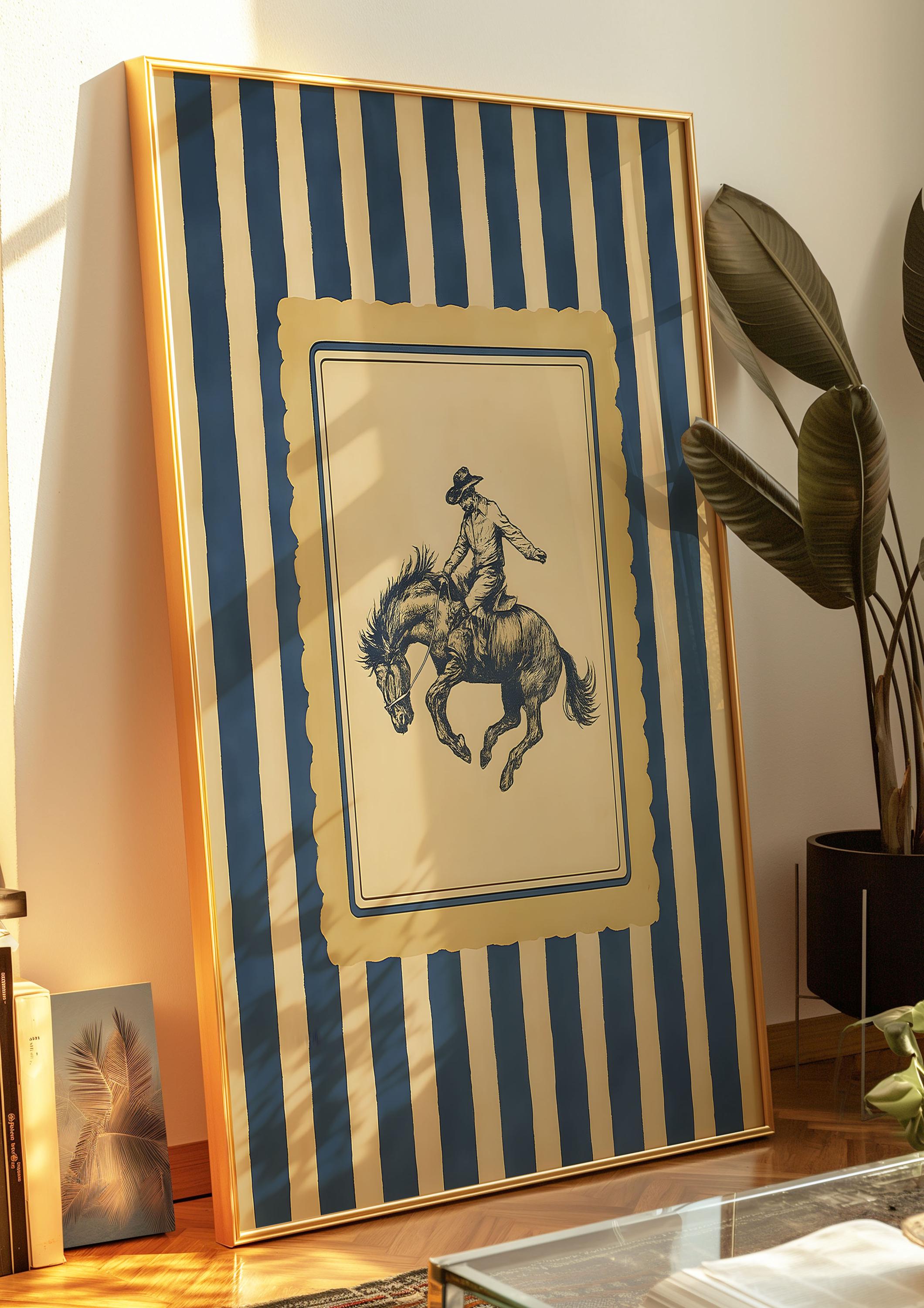 Vintage Western Cowboy Poster - Rustic Rodeo Wall Art With Stripes ...