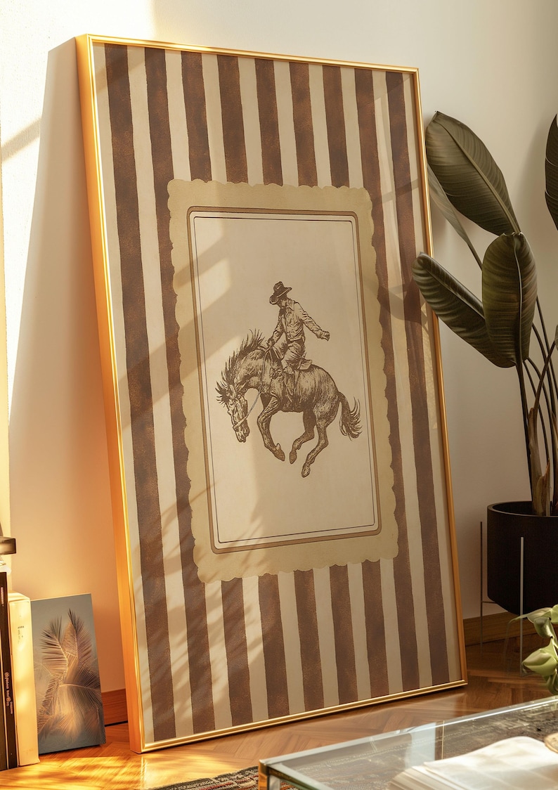 Vintage Western Cowboy Poster - Rustic Rodeo Wall Art With Stripes ...