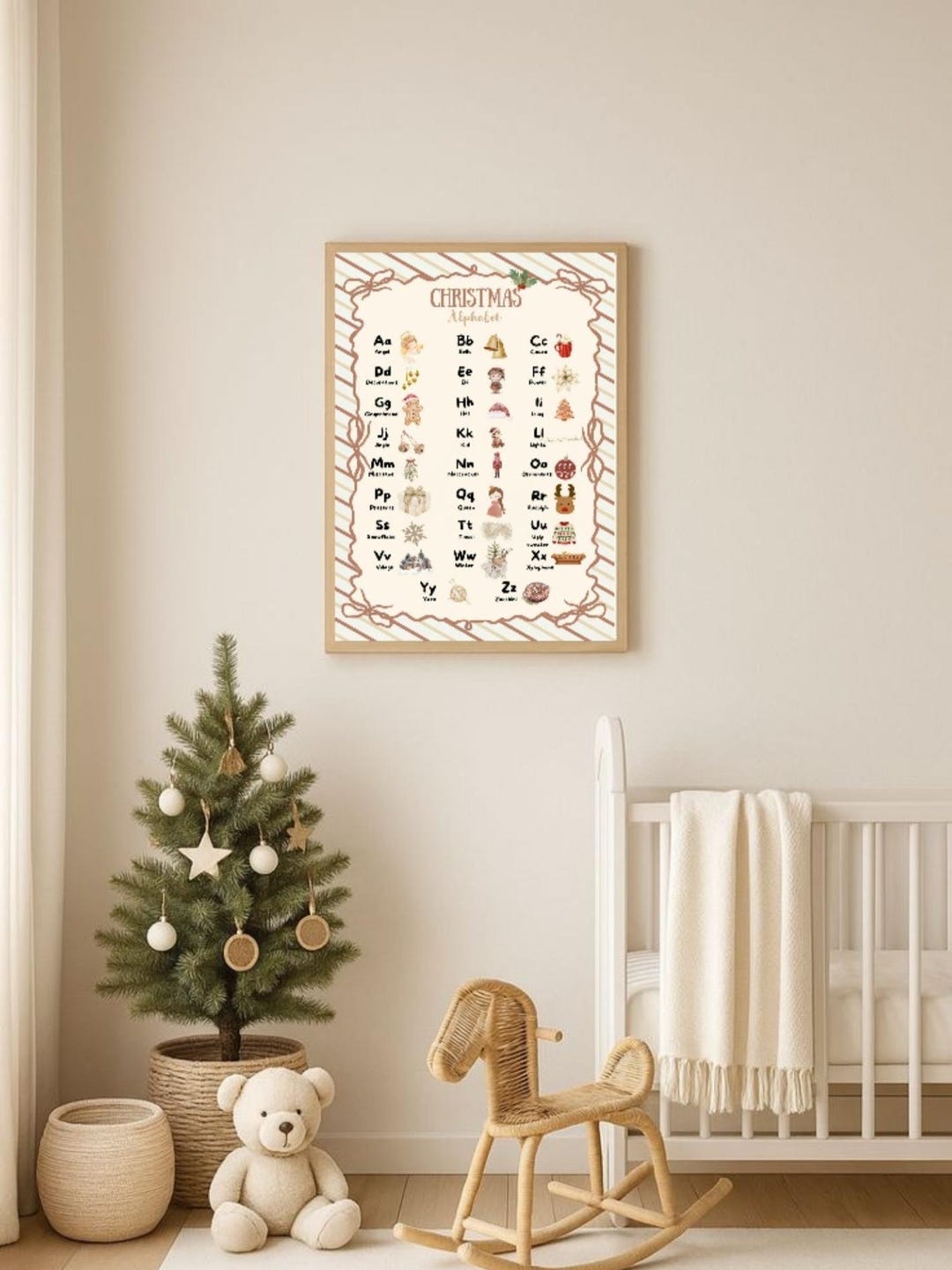 Christmas Alphabet for Kids Nursery | Neutral Wall Art | Classroom ...
