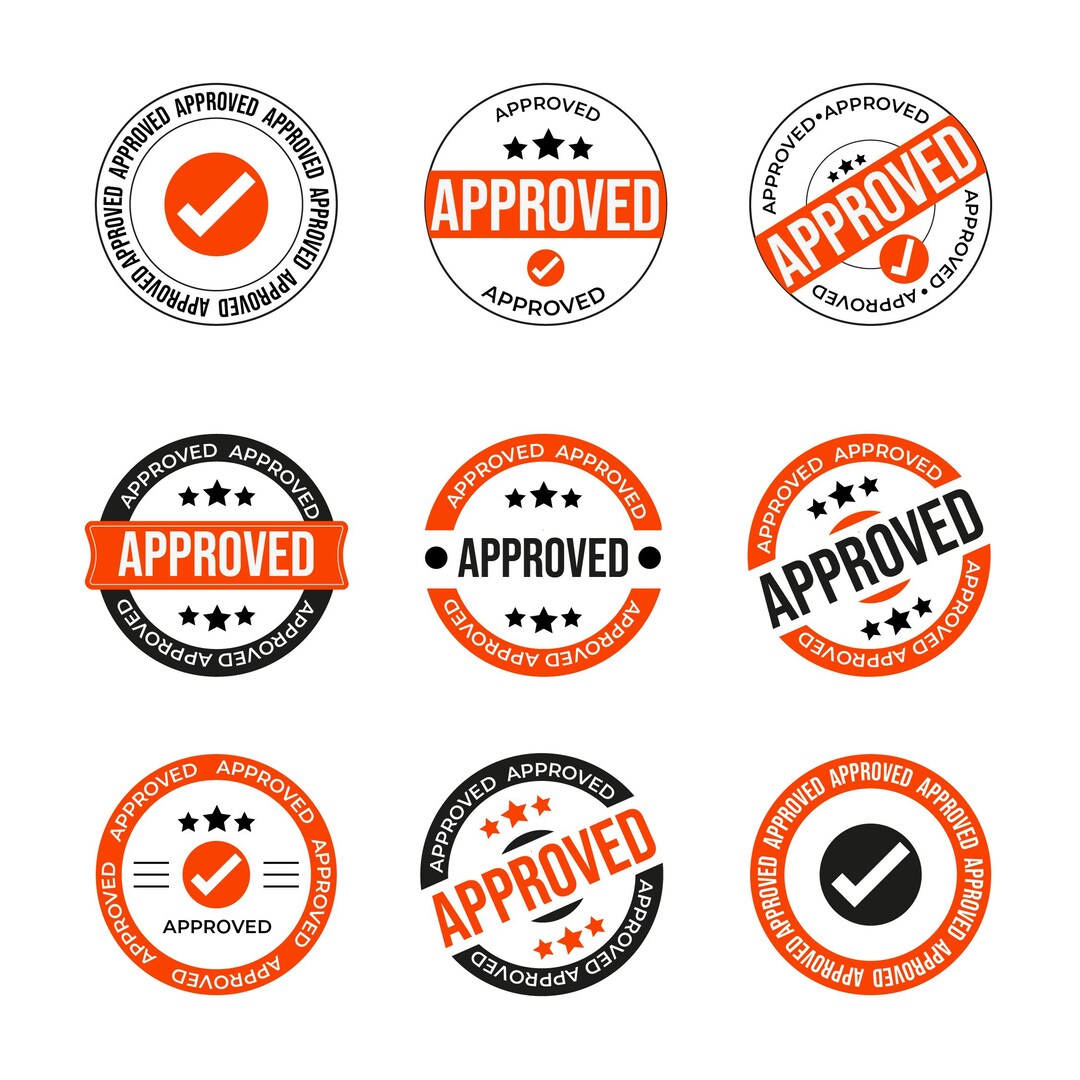 9 Approved Stamps, Instant Download, Digital Product, Vector and PNG ...