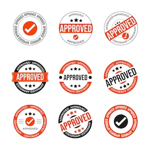 9 Approved Stamps, Instant Download, Digital Product, Vector and PNG ...