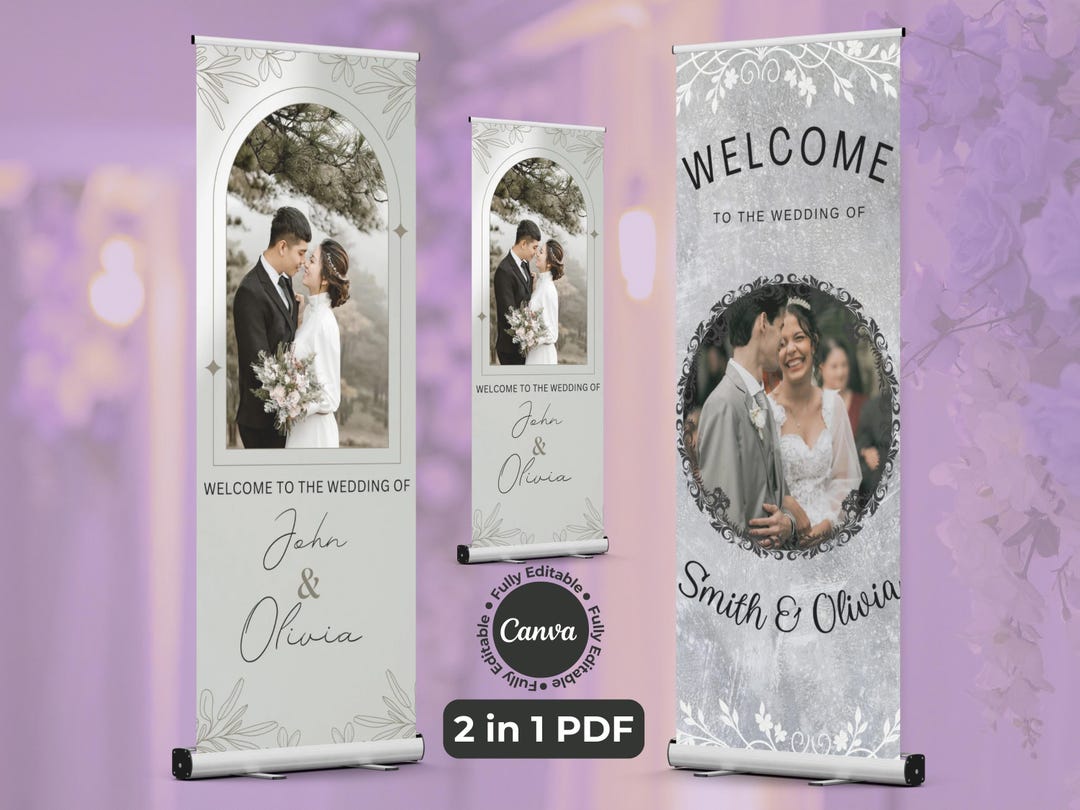 Wedding Welcome Banners | Editable Welcome Banner | Rectangular Standee ...