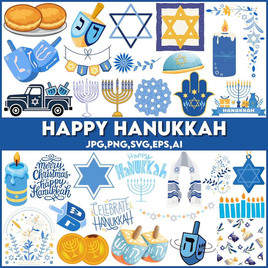 Hanukkah SVG Bundle, Menorah, Dreidel Clipart (digital Download) - Etsy
