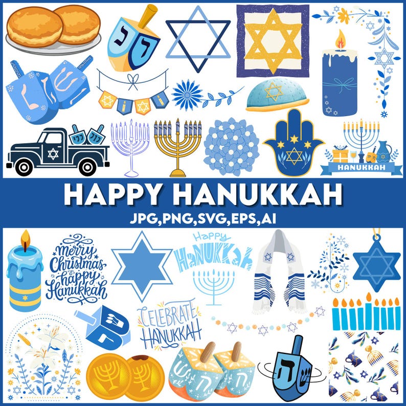 Hanukkah SVG Bundle, Menorah, Dreidel Clipart (digital Download) - Etsy