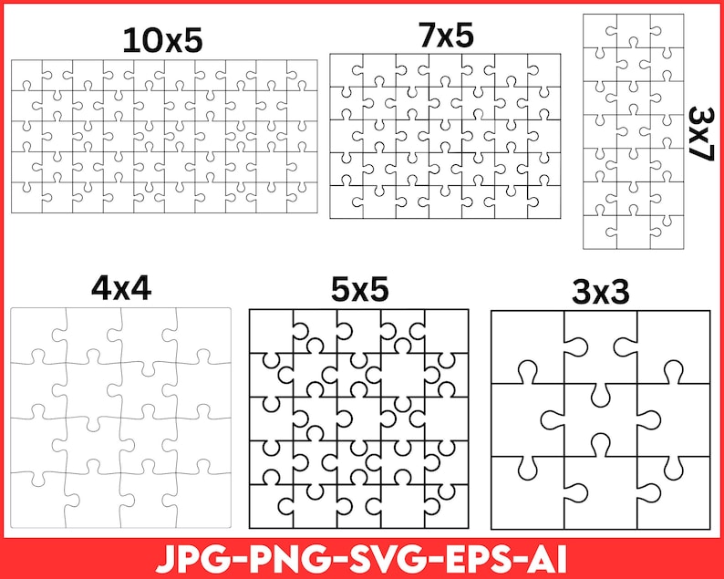 Jigsaw Puzzle SVG Templates Bundle, Laser Cut Files (digital Download ...