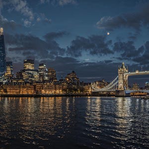 London City Night Skyline Print: Modern Travel Poster (digital Download ...
