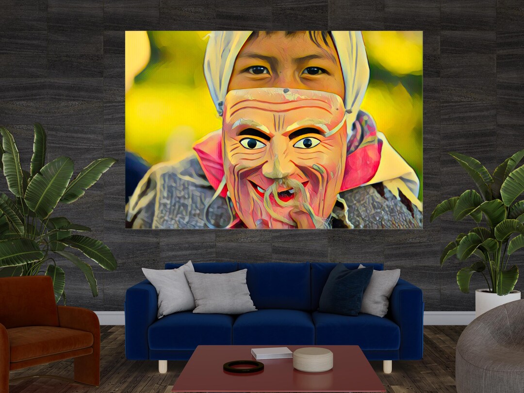 Niño Tarasco, Viejito Michoacan, Vibrant Art Canvas Print, Wall Decor ...