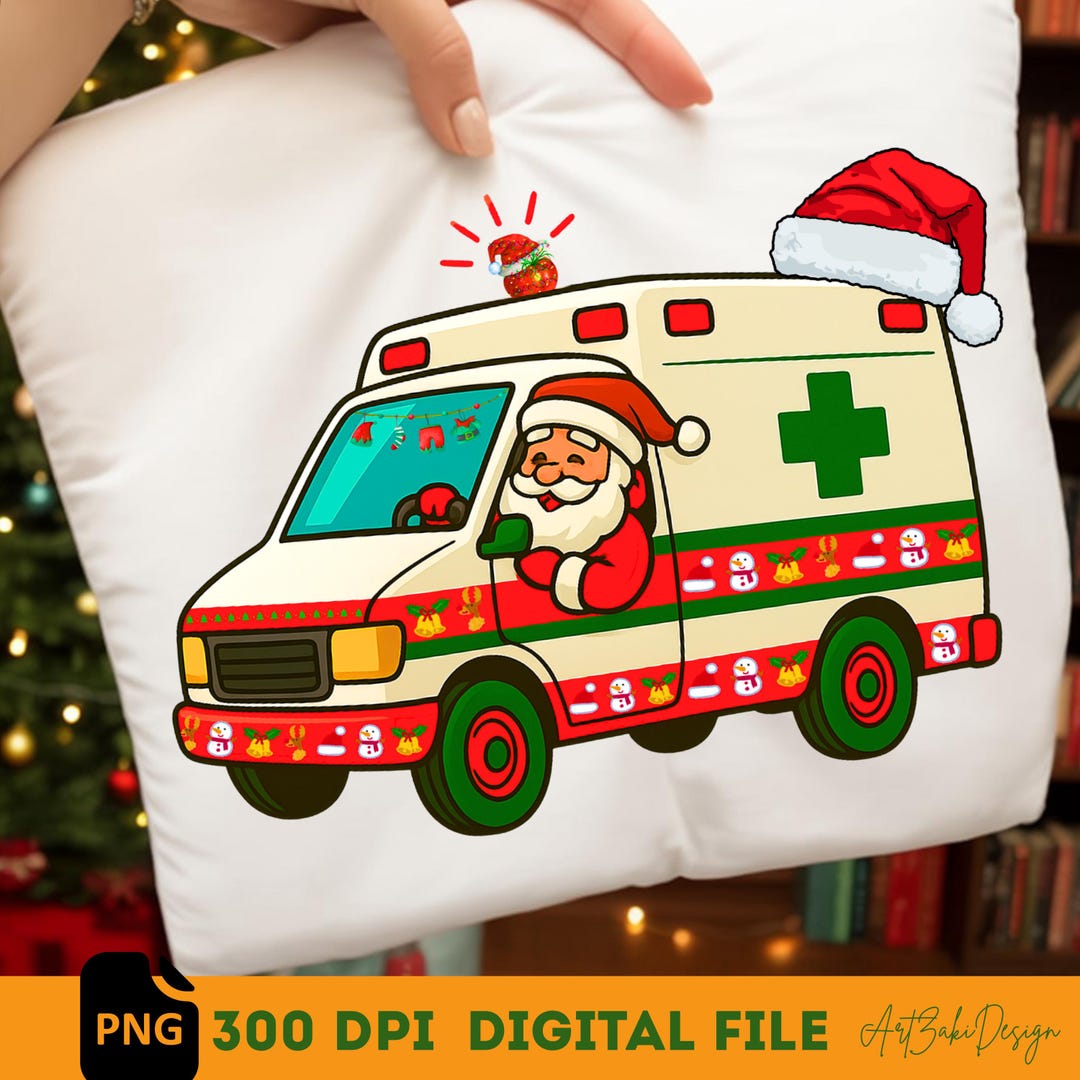 Christmas Ambulance PNG Holiday Medical Vehicle Clipart EMT Paramedic ...