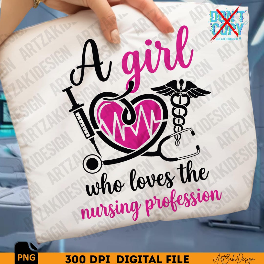 Girl Nursing PNG | Pink Nurse Heart EKG Design | Nursing Profession Art ...