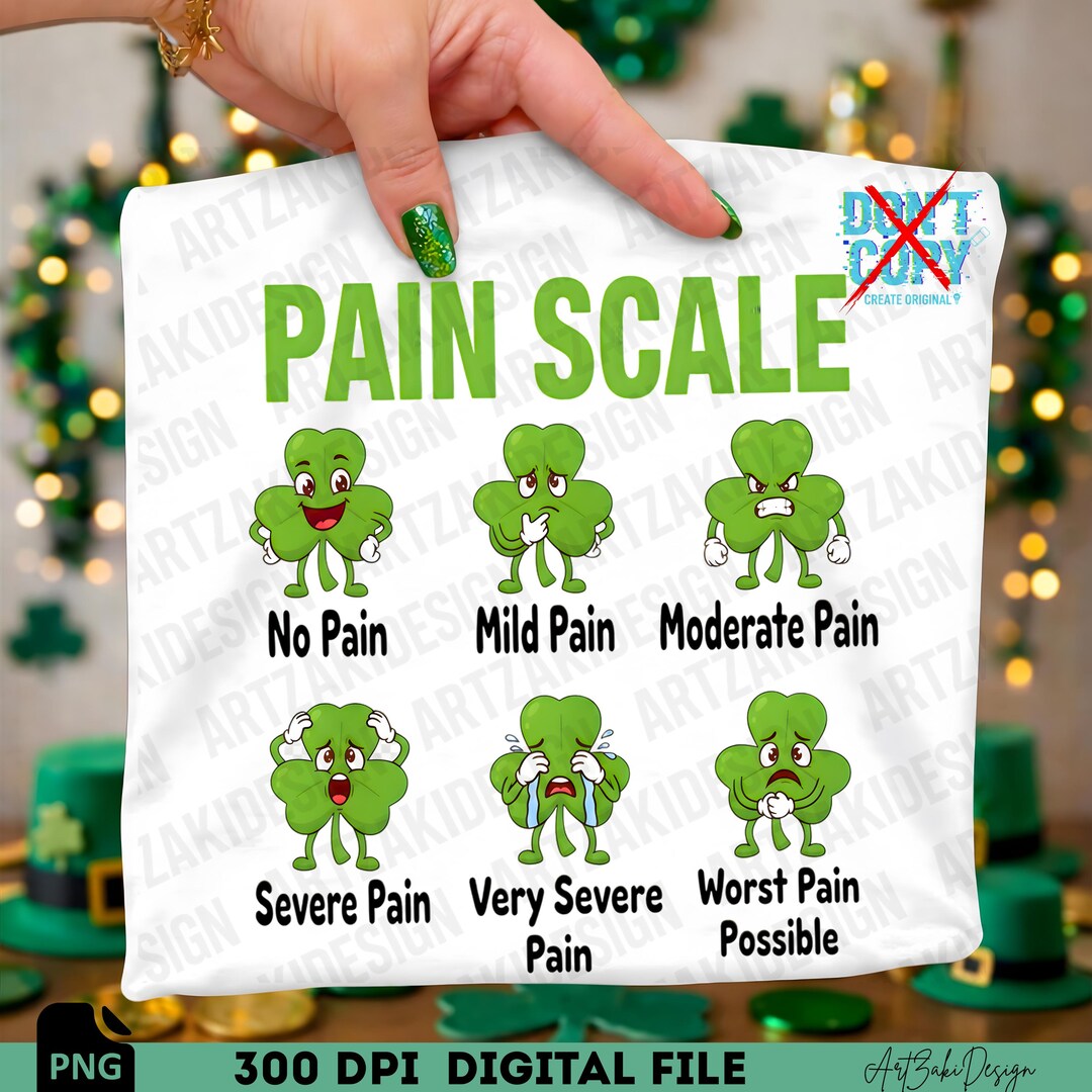 St Patrick’s Day Pain Scale PNG | Nurse Triage Pain Assessment - Etsy