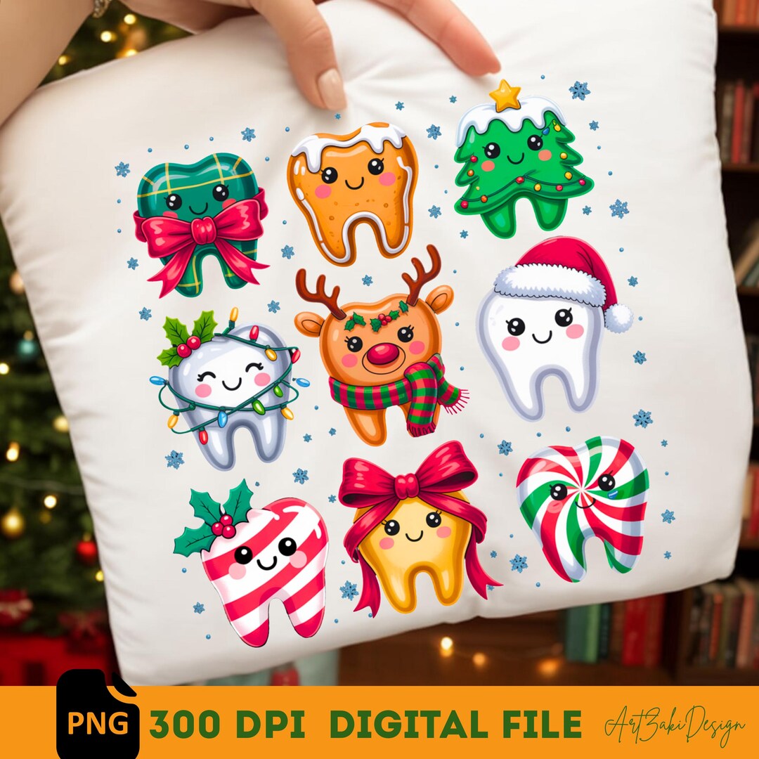 Funny Christmas Teeth PNG Dentist Holiday Design Hygiene Sublimation ...
